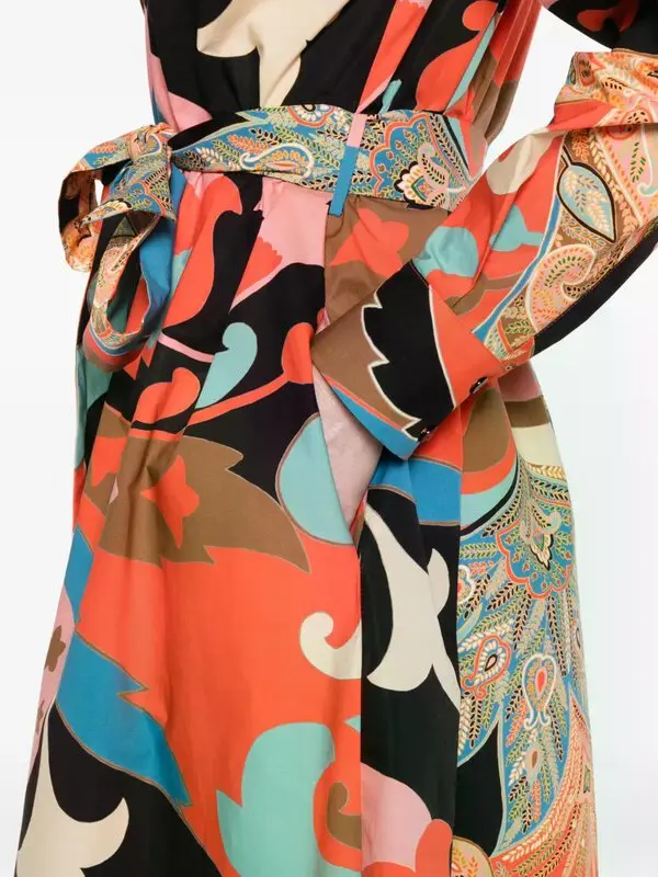 Etro Paisley-print Belted Shirt Dress - Orange
