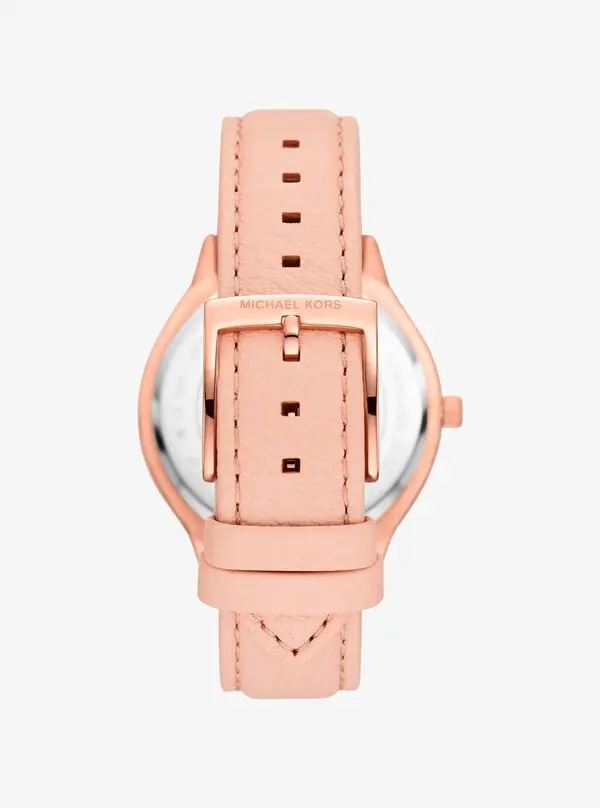 Michael Kors Slim Runway Rose Gold-tone Leather Watch - Pink