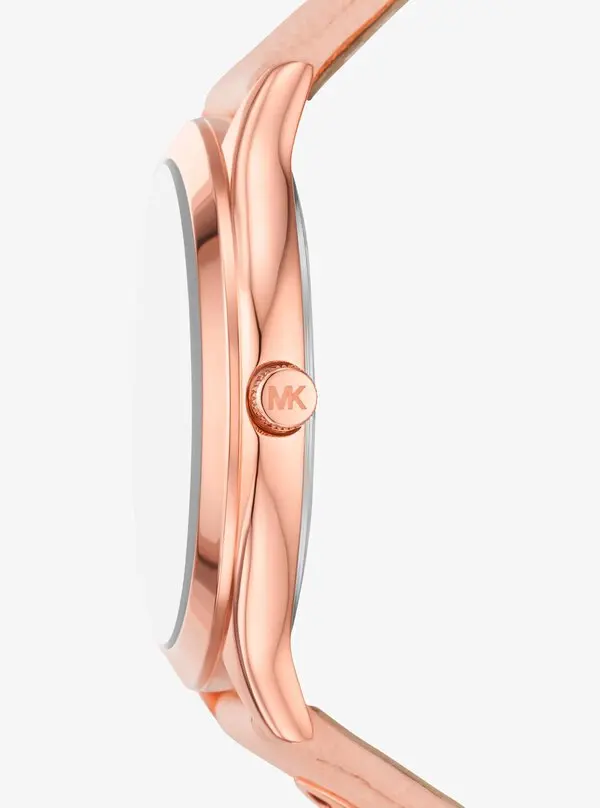 Michael Kors Slim Runway Rose Gold-tone Leather Watch - Pink