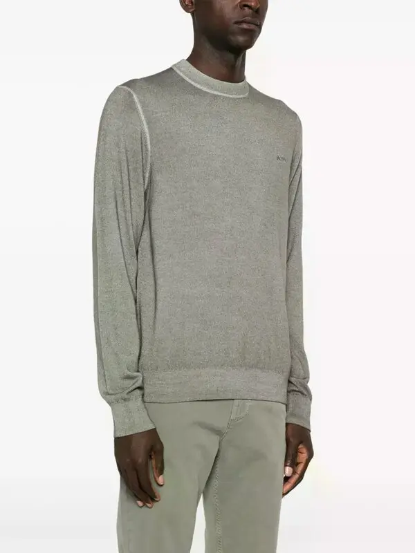 BOSS Virgin Wool Blend Sweater With Embroidered Logo