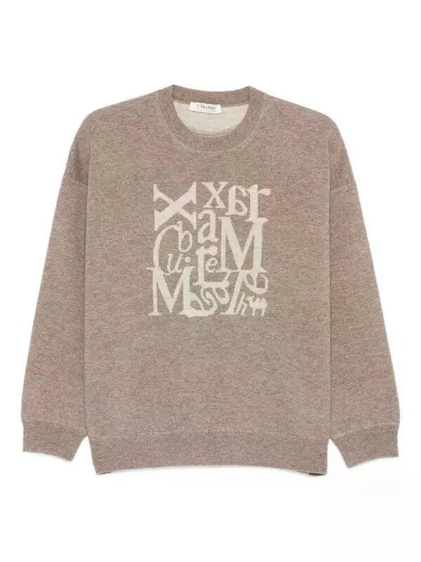 Max Mara Logo-knit Sweater - Brown