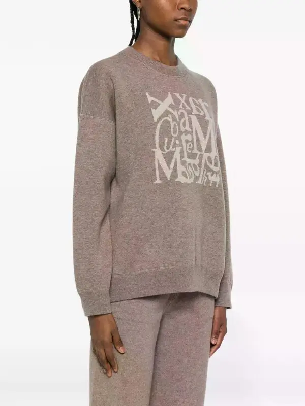Max Mara Logo-knit Sweater - Brown