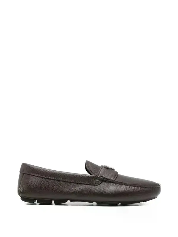 Prada Saffiano Leather Loafers - Brown