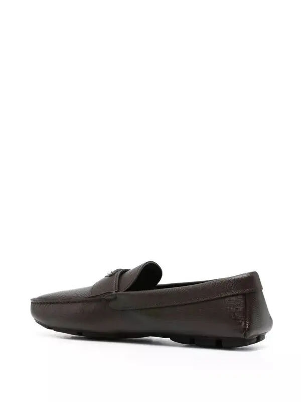 Prada Saffiano Leather Loafers - Brown