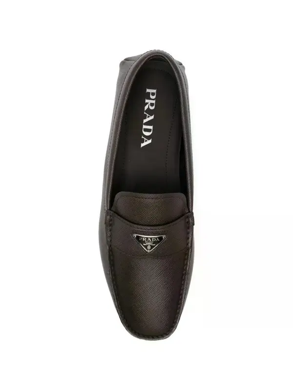 Prada Saffiano Leather Loafers - Brown