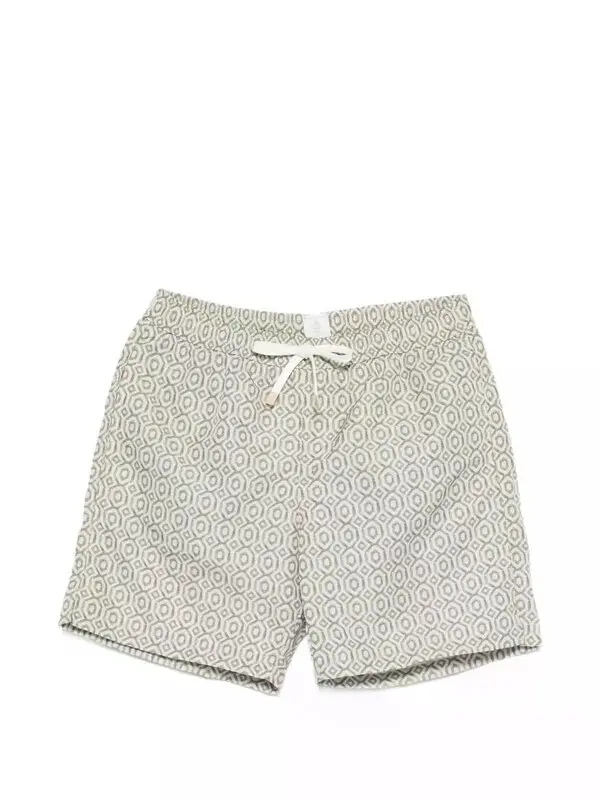 Eleventy Geometric-print Swim Shorts - Neutrals