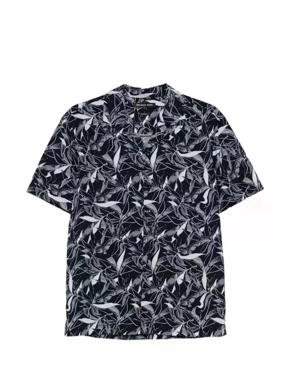 Michael Kors Leaf-print Short-sleeve Shirt - Blue