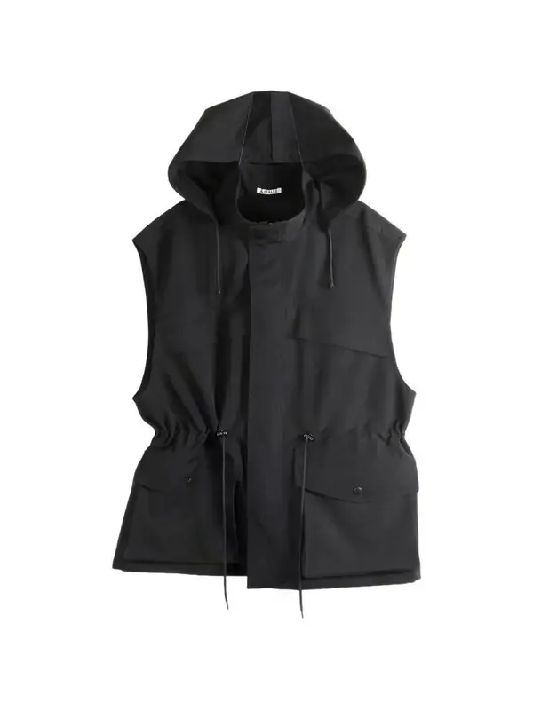 Auralee Wool Max Canvas Gilet - Black