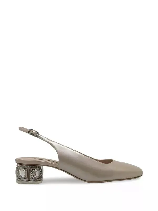 Casadei Crystal-embellished Slingback Pumps