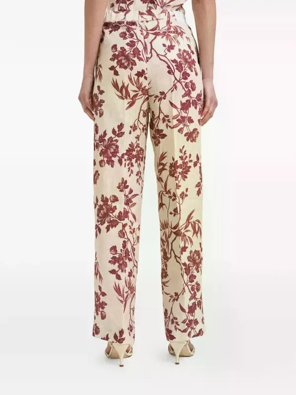 SEMICOUTURE Floral-print Straight-leg Trousers - Neutrals
