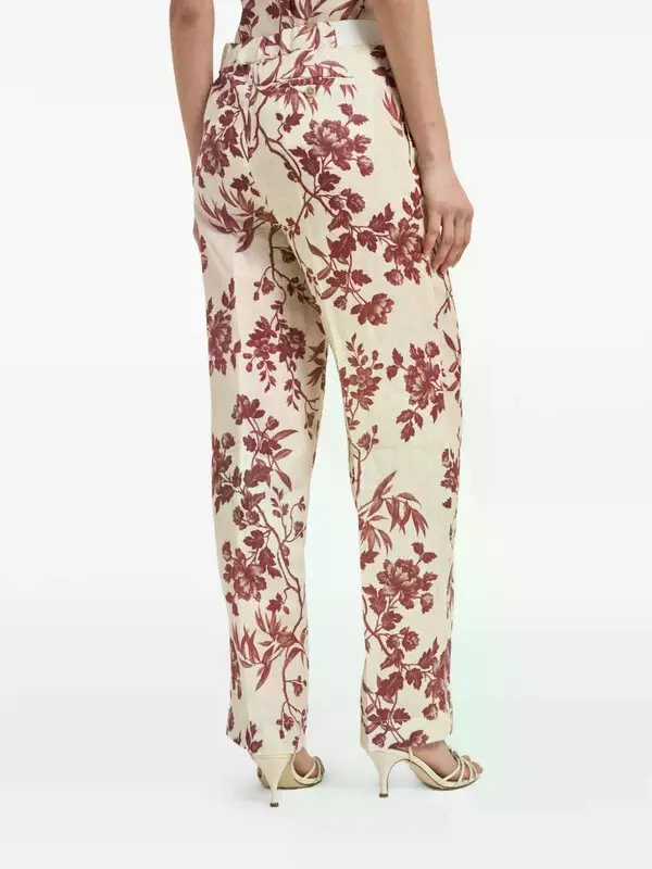 SEMICOUTURE Floral-print Straight-leg Trousers - Neutrals