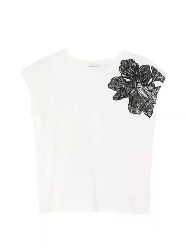 Patrizia Pepe Flower Appliqué T-shirt - White