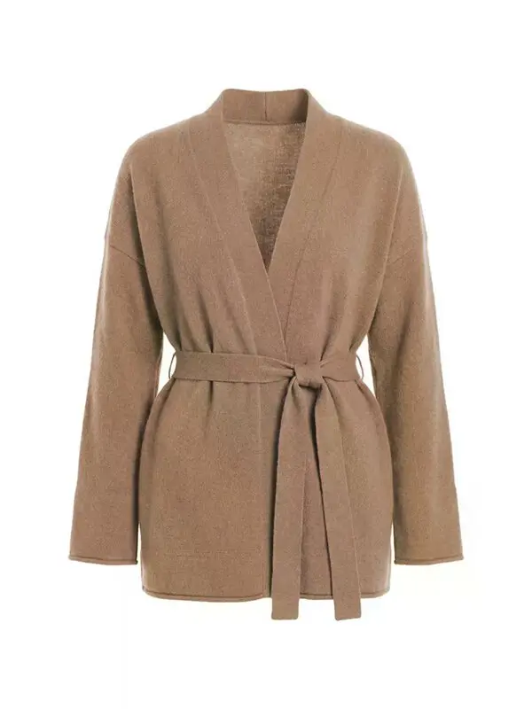 Max Mara Belted V-neck Cardigan - Neutrals