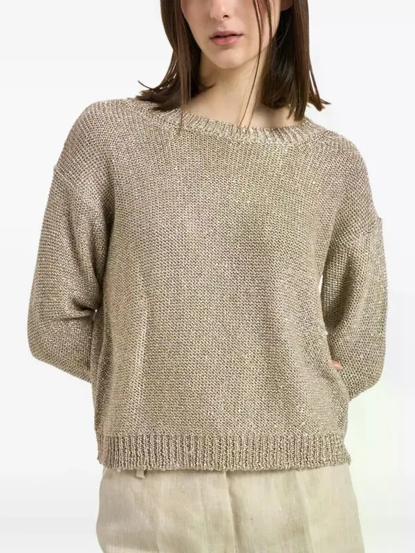 Max Mara Lurex-embellishment Sweater - Gold