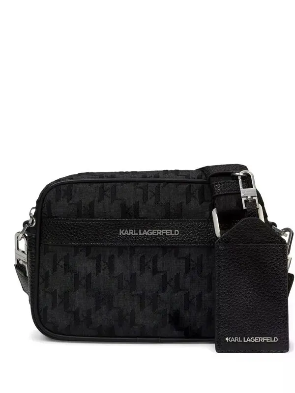 Karl Lagerfeld Monogram Jacquard Messenger Bag - Black