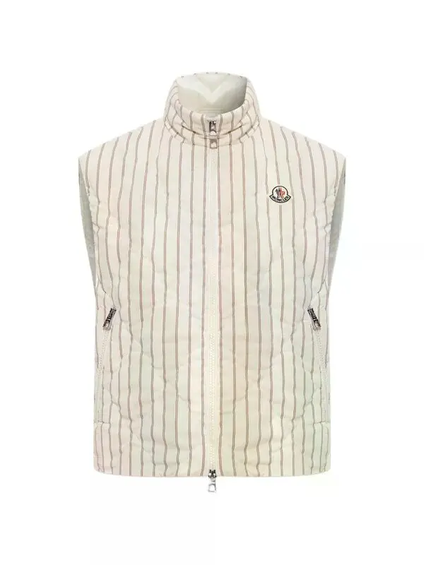 Moncler Aussa Pinstriped Quilted Gilet - Neutrals