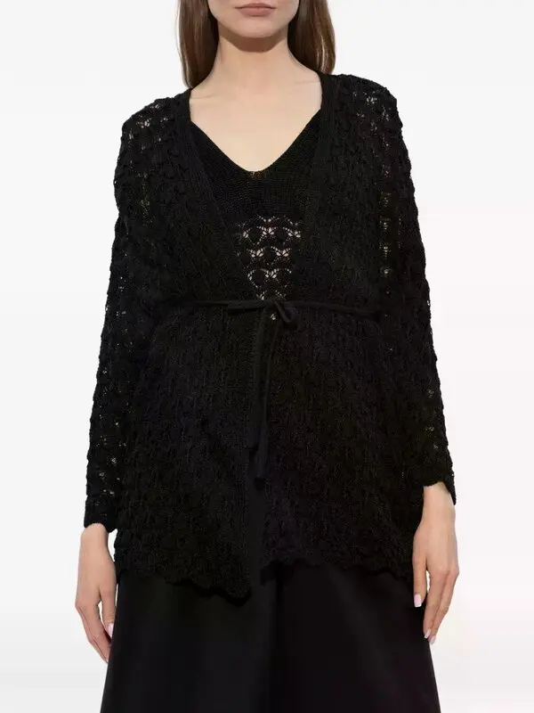 AKEP Open-knit Tie-waist Cardigan