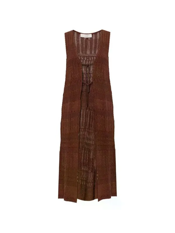 AKEP Open-knit Sleeveless Long Vest
