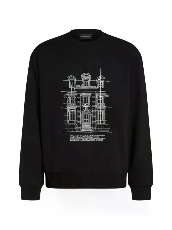 Karl Lagerfeld Rue St-guillaume Printed Sweatshirt - Black