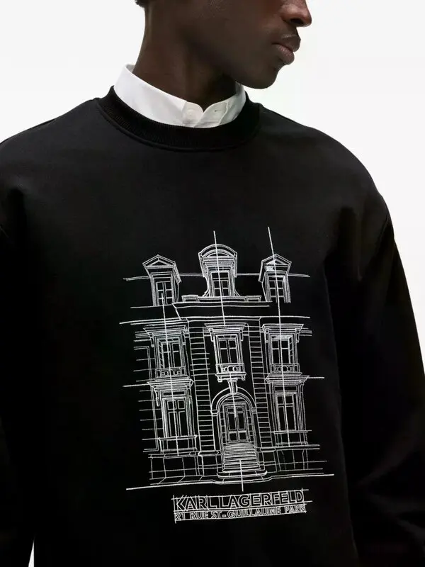 Karl Lagerfeld Rue St-guillaume Printed Sweatshirt - Black