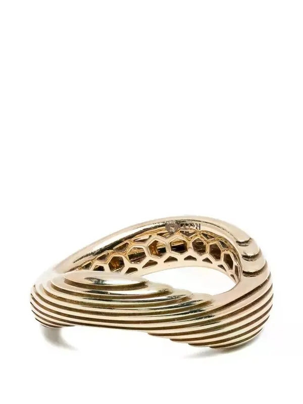 RAINBOW K Textured Band Ring - Gold