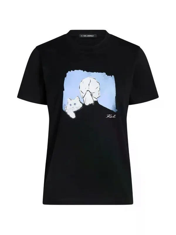 Karl Lagerfeld Cotton Portrait Print T-shirt