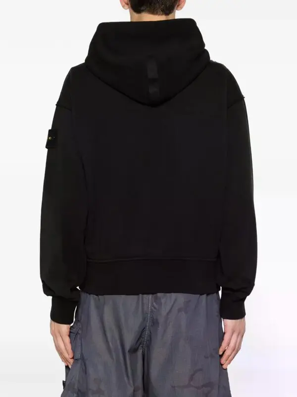 Stone Island Logo-patch Zip-up Hoodie - Black