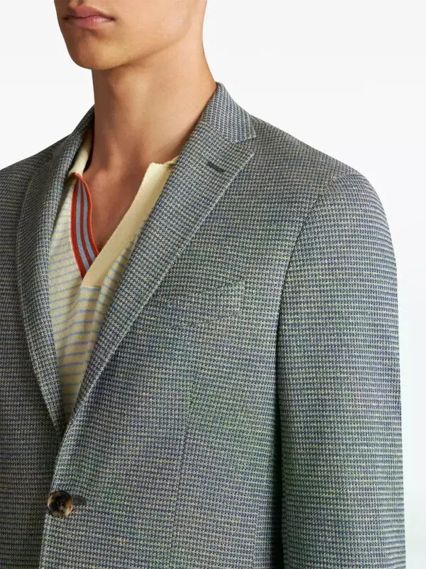 Etro Fine-checked Single-breasted Blazer - Blue