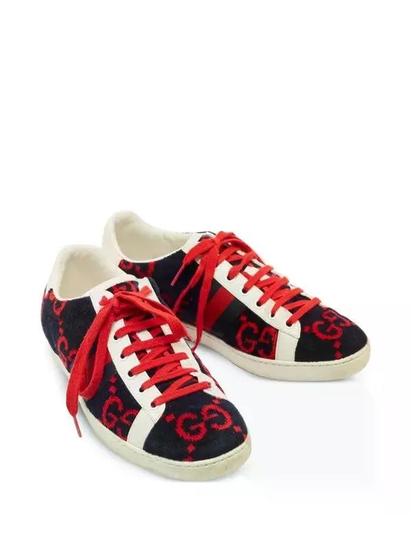 Gucci Ace Fabric And Leather Trainers - Blue