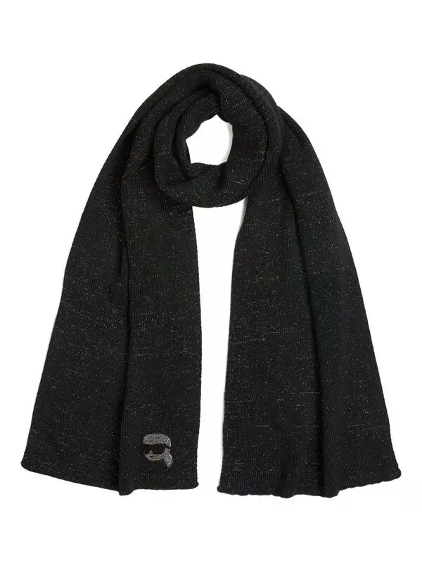 Karl Lagerfeld Ikon Rhinestone-logo Scarf - Black