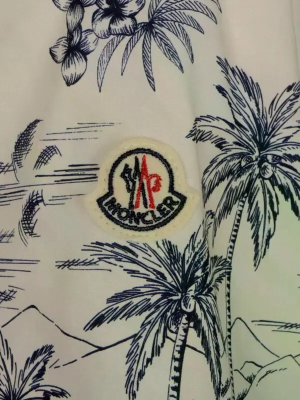 Moncler Floral Print Short Sleeve Cotton Shirt - Neutrals
