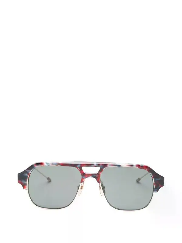 Thom Browne Patterned Pilot-frame Sunglasses - Silver