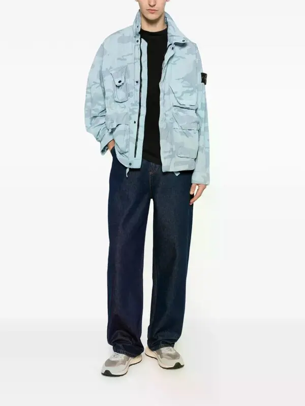 Stone Island Camouflage-print Jacket - Blue