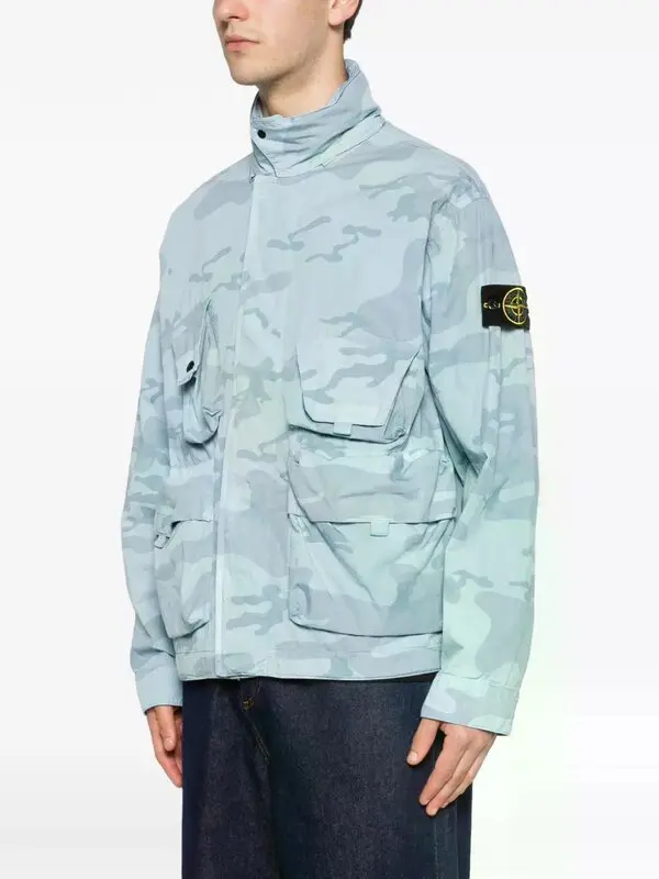 Stone Island Camouflage-print Jacket - Blue