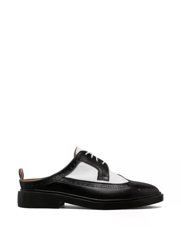 Thom Browne Box Calf Rubber Sole Longwing Brogue Mules