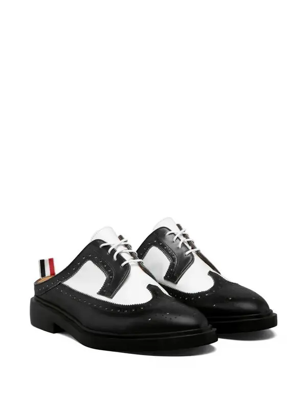 Thom Browne Box Calf Rubber Sole Longwing Brogue Mules