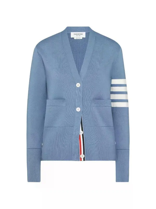 Thom Browne 4-bar Milano V-neck Cardigan - Blue