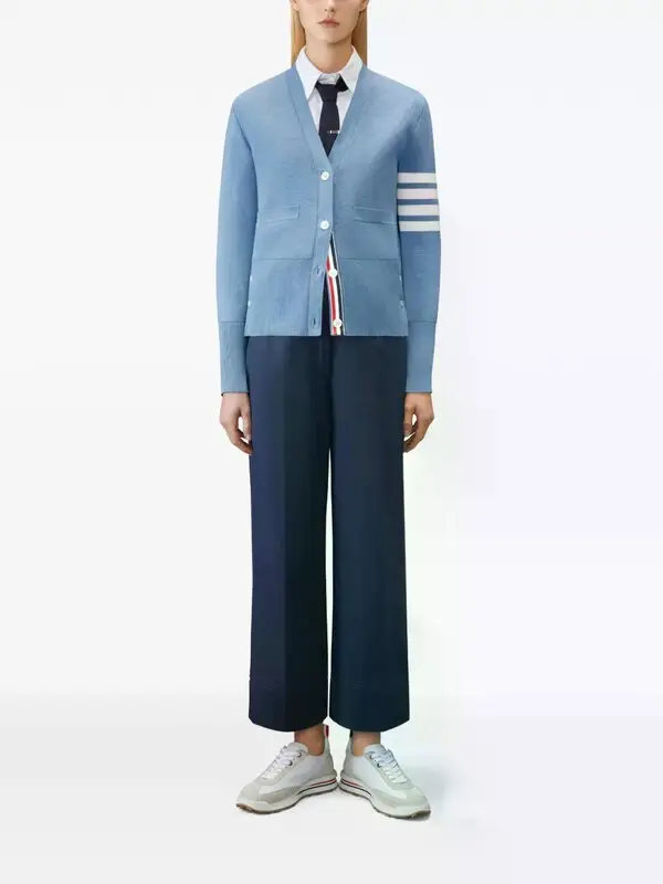 Thom Browne 4-bar Milano V-neck Cardigan - Blue