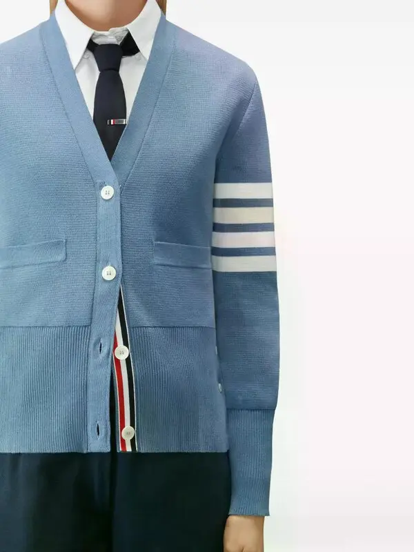 Thom Browne 4-bar Milano V-neck Cardigan - Blue