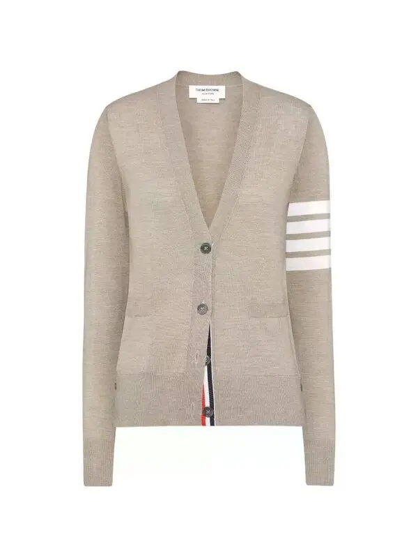 Thom Browne Merino Wool 4-bar Relaxed Fit V-neck Cardigan