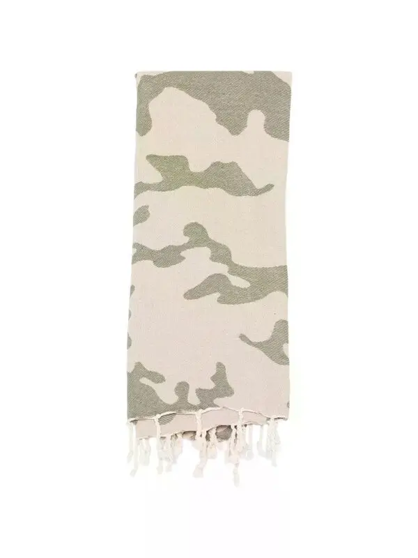 MC2 SAINT BARTH Camouflage-pattern Fringed Beach Towel - Neutrals