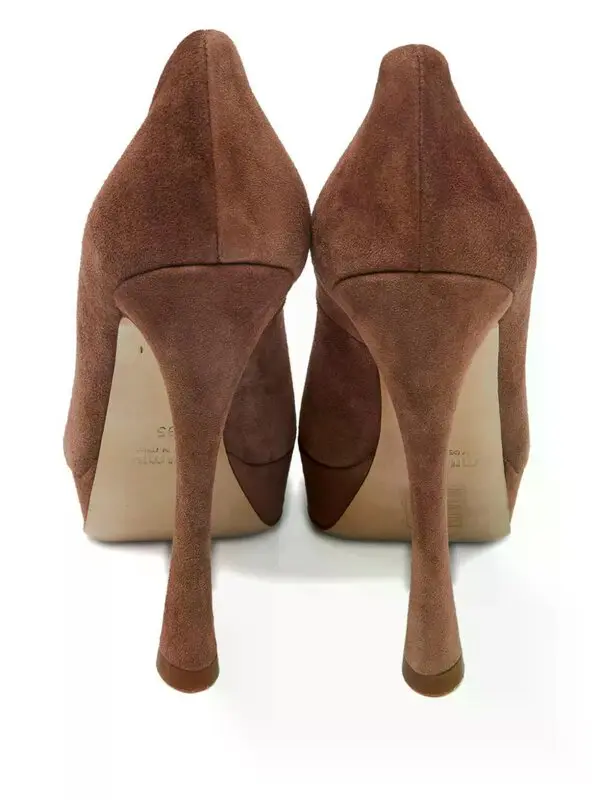 Miu Miu Suede Platform High Stiletto Heel Round Toe Pumps