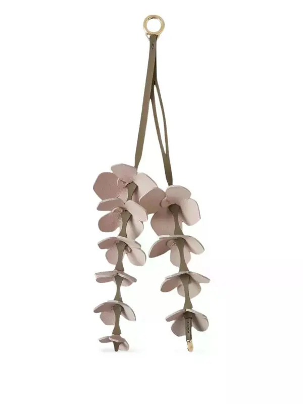 Mulberry Flower-embellished Leather Keyring
