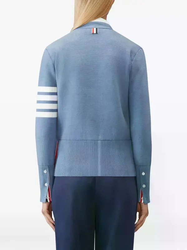 Thom Browne 4-bar Milano V-neck Cardigan - Blue