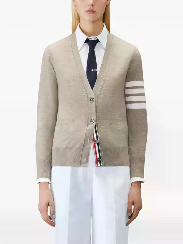 Thom Browne 4-bar V-neck Cardigan - Neutrals