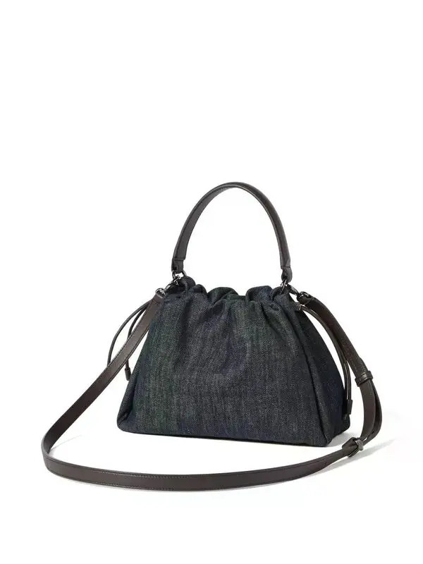 Brunello Cucinelli Mellow Small Bucket Bag With Monili - Blue