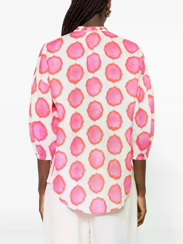Nimo With Love Geometric-print Band-collar Blouse