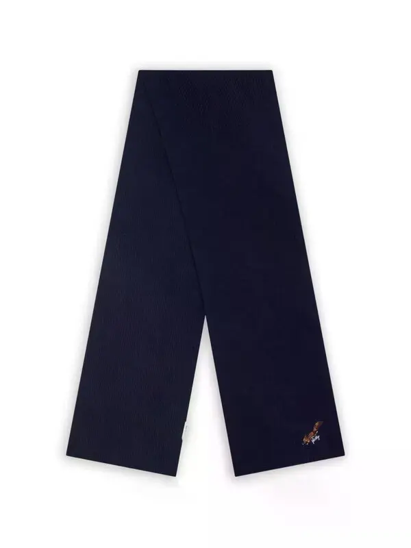 Bally Logo-embroidered Ribbed-knit Scarf - Blue
