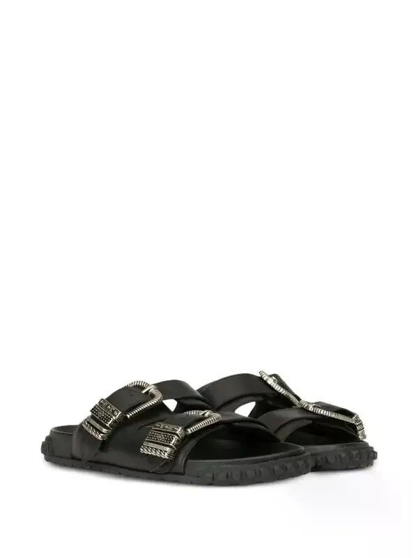 Ash Buckle-strap Leather Sandals - Black