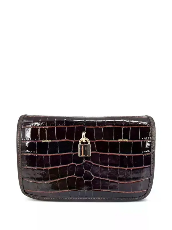 MADISON MAISON Croc-effect Crossbody Bag With Padlock - Brown